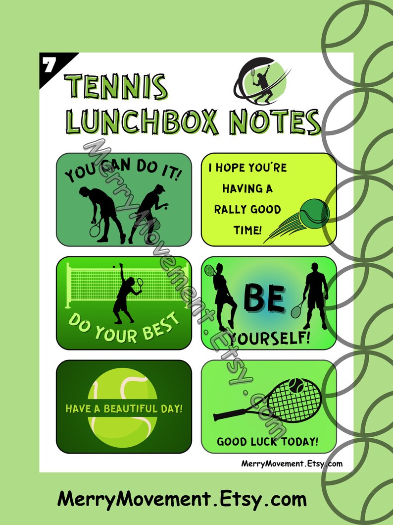 Tennis Lunchbox Notes: Positive Affirmation Cards for Kids (PDF) - Etsy