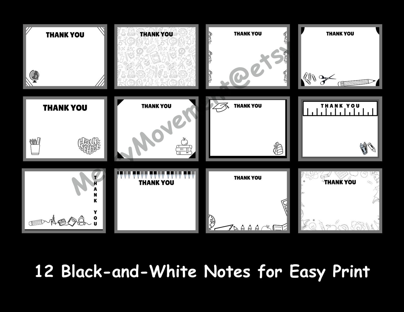 Teacher Thank You Notes: Printable Colorful Cards (PDF) - Etsy