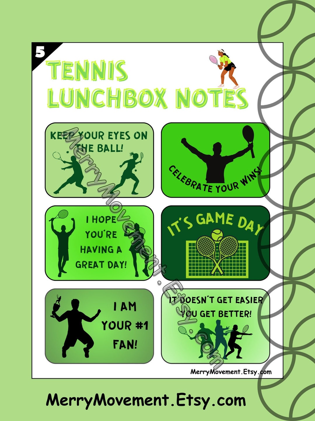 Tennis Lunchbox Notes: Positive Affirmation Cards for Kids (PDF) - Etsy