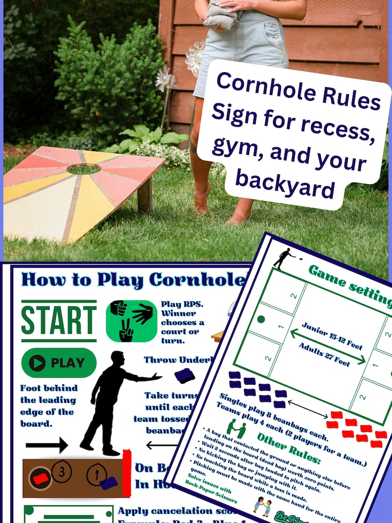Cornhole Rules Sign: Illustrated Printable Poster (digital Download) - Etsy