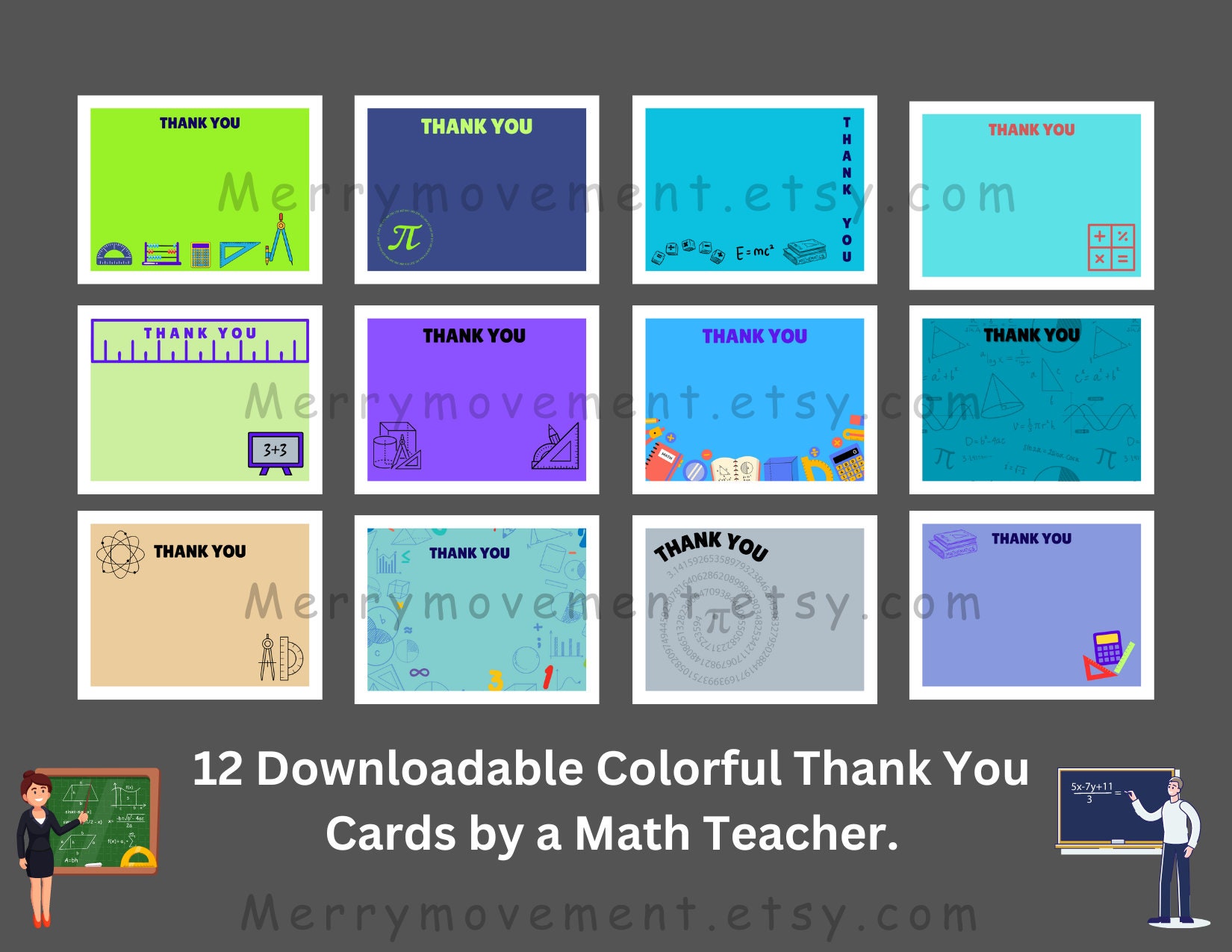12 Math Teacher Thank You Notes| Appreciation Cards From a Math Teacher ...