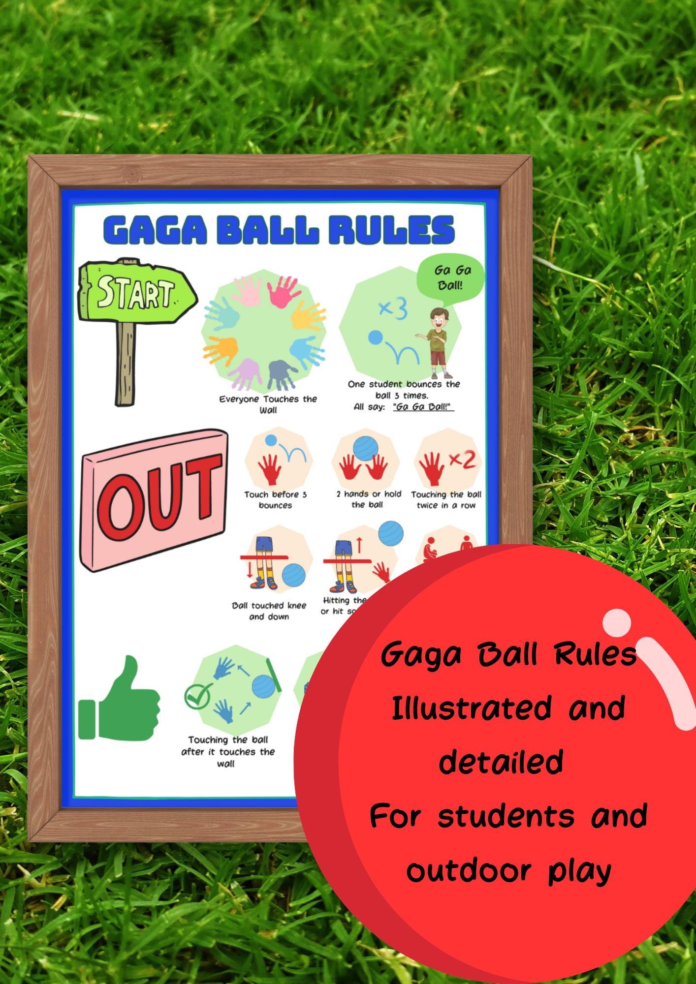 Gaga Ball Rules Poster: Illustrated Gym & Recess Sign (digital Download ...