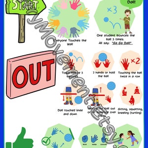 7 Posters Bundle Rules Signs Poster for 7 Games Gaga Ball, Tetherball ...