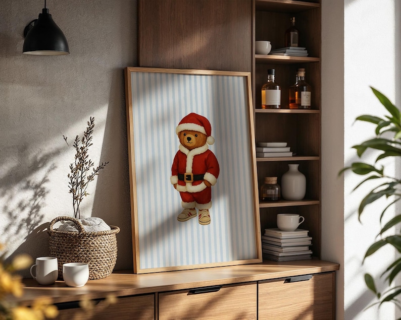 Preppy Christmas Bear Art Print, Nursery Decor (digital Print) - Etsy