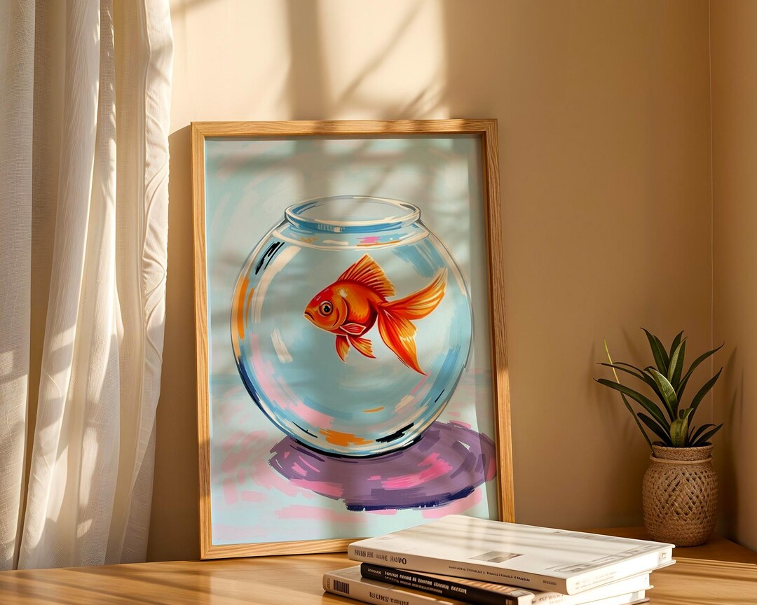 Goldfish Wall Art, Trendy Art Prints, Maximalist Wall Art, Fish Tank ...