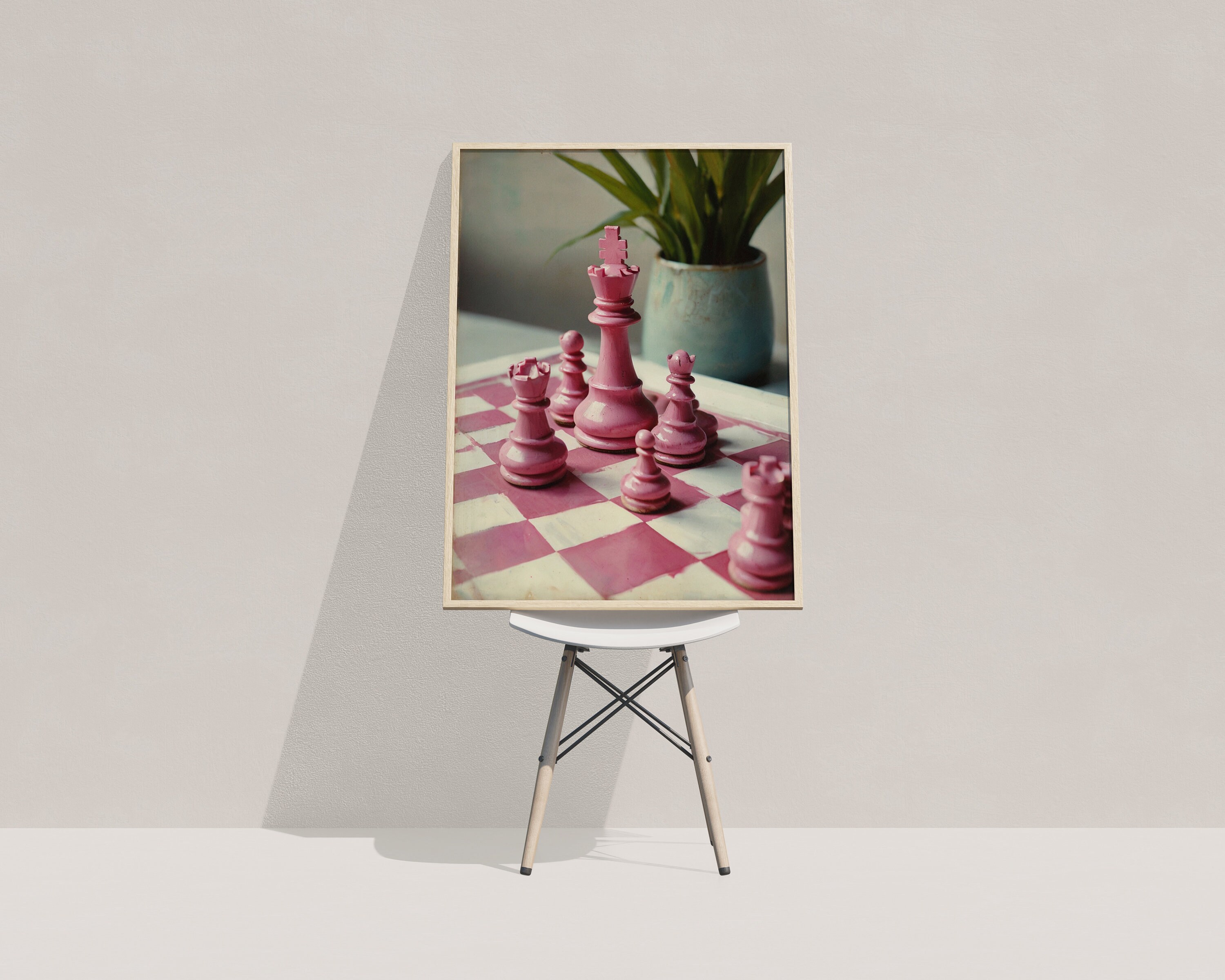Pink Chess Pieces, Trendy Art Prints, Retro Wall Art, Preppy Room Decor ...
