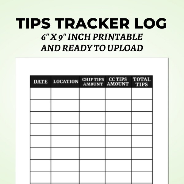 Printable Tips Log - Etsy