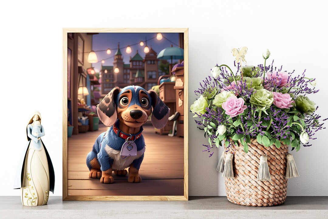 Dog Cartoon, Nursery Decor, Cute Dog Wall Art, Nursery Wall Art ...