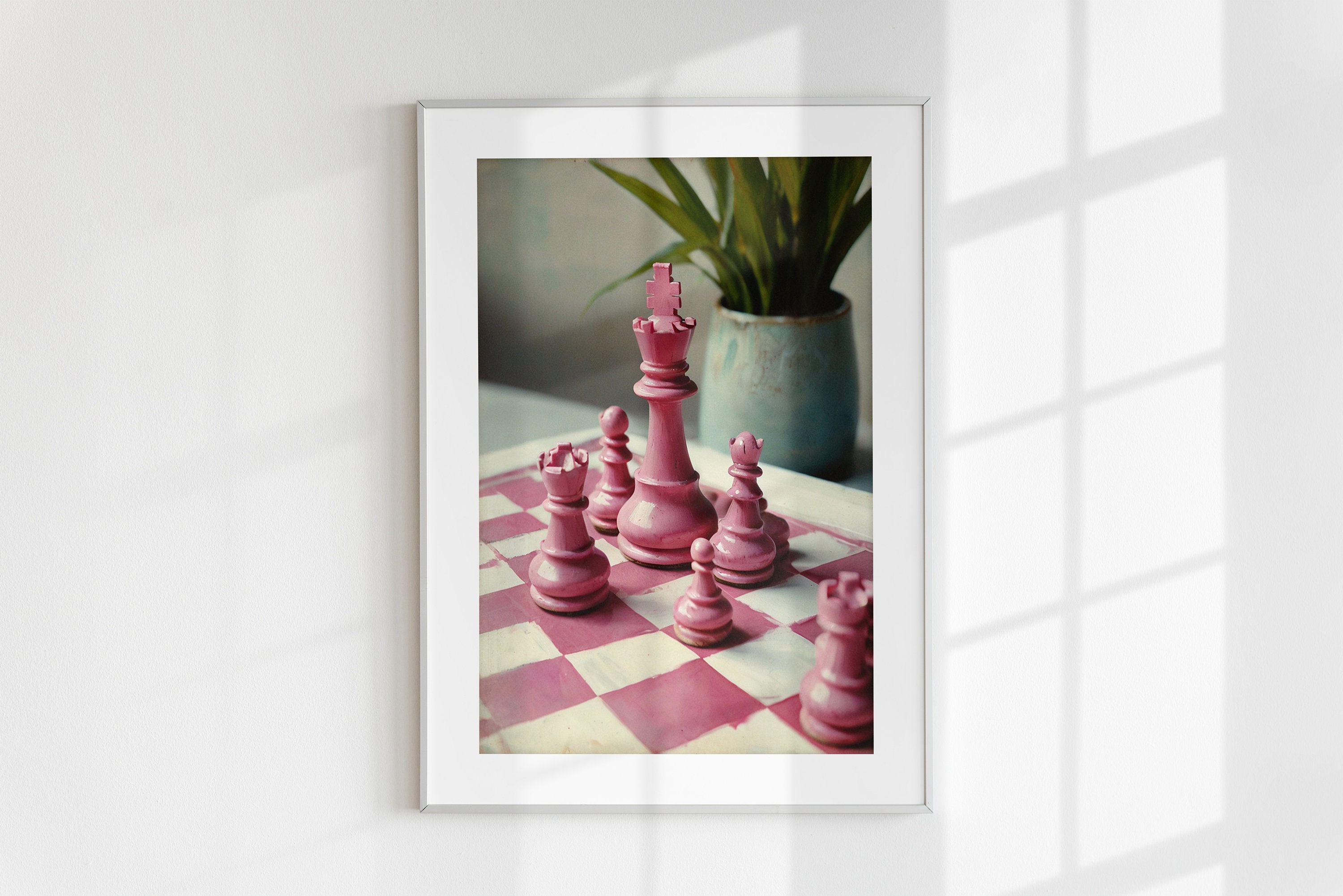 Pink Chess Pieces, Trendy Art Prints, Retro Wall Art, Preppy Room Decor ...