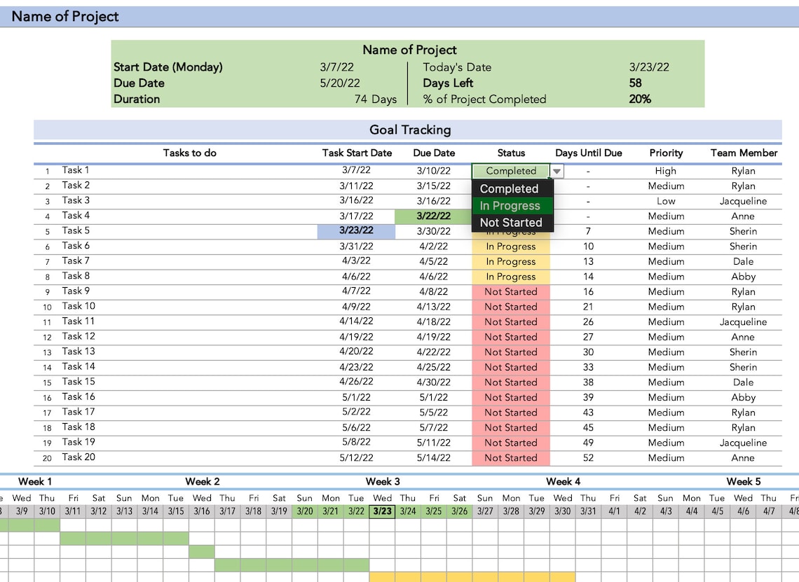 Excel Project Management Template, Template Tracking, Excel Project ...