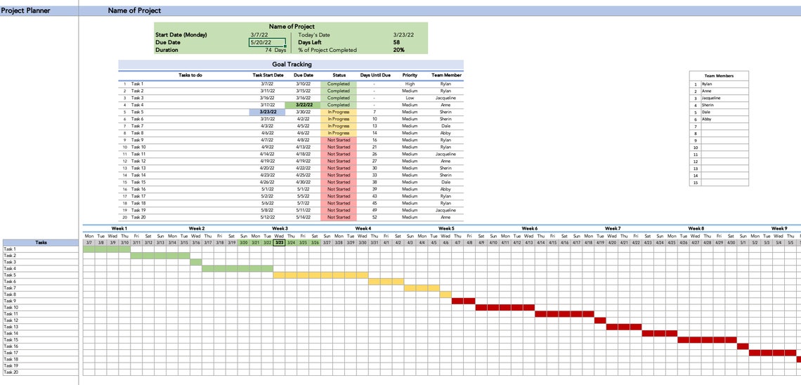 Excel Project Management Template, Template Tracking, Excel Project ...