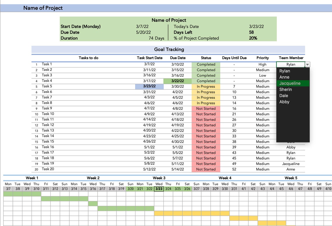 Excel Project Management Template, Template Tracking, Excel Project ...