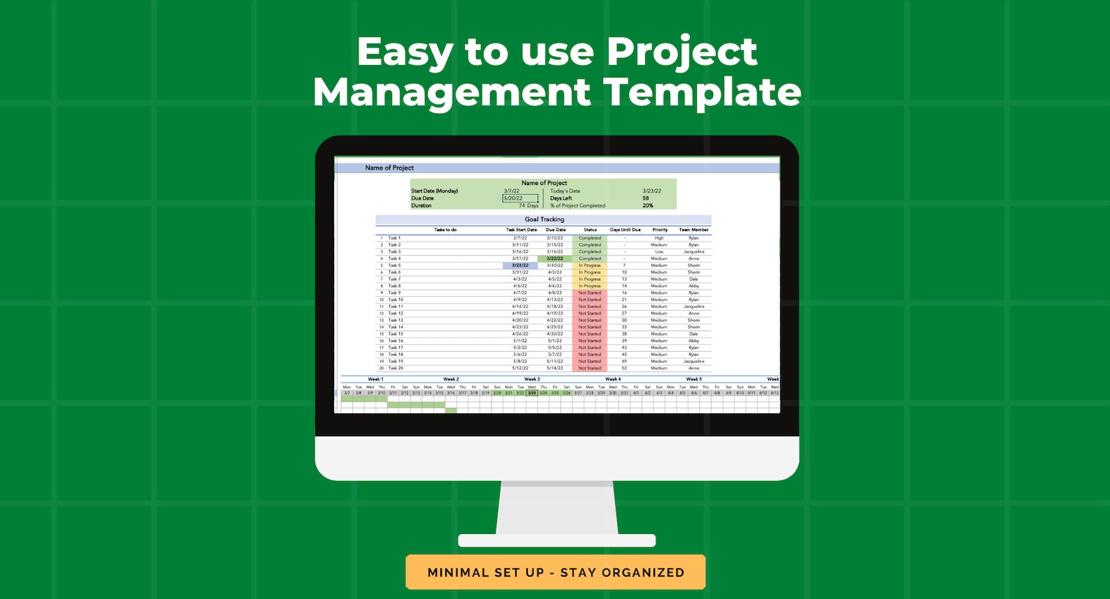 Excel Project Management Template, Template Tracking, Excel Project ...
