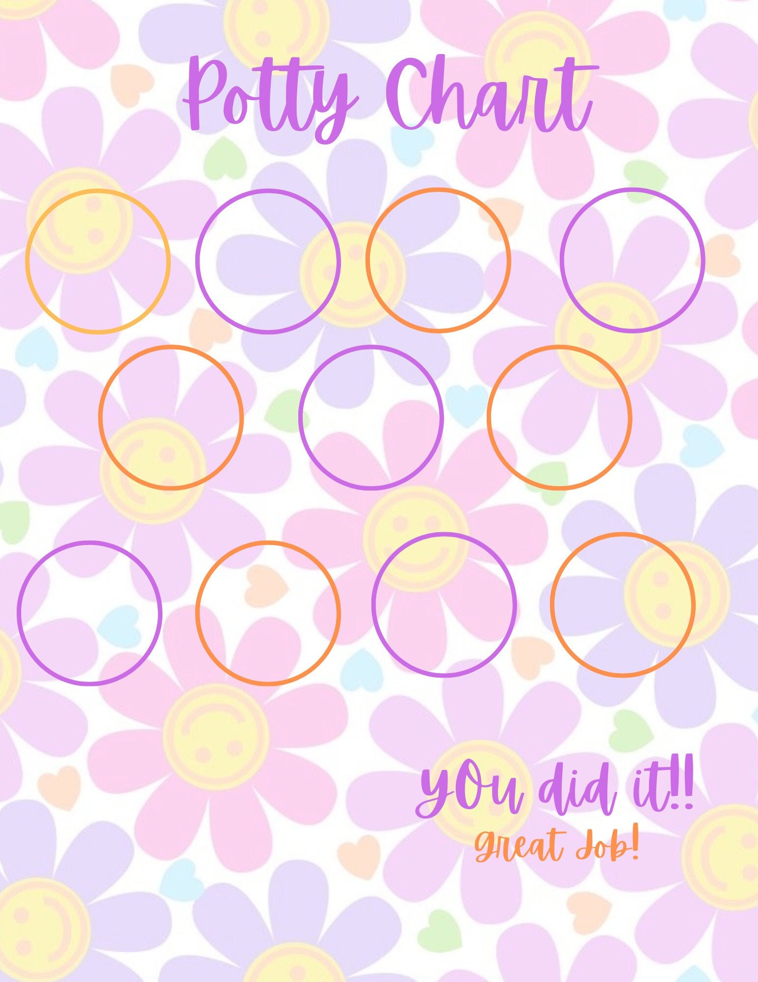 EDITABLE Smiley Face Reward Chart, Flower Sticker Chart, Potty Training ...