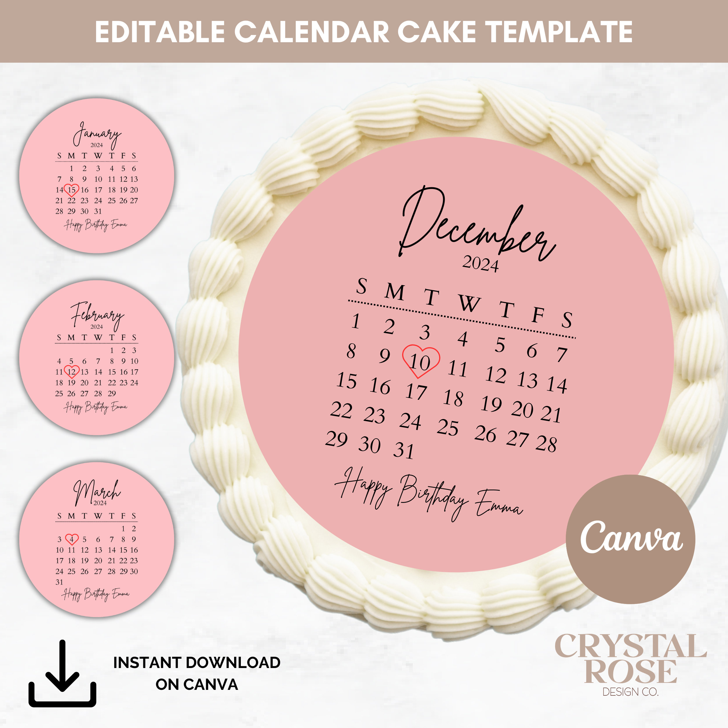 Editable Calendar Cut-out Template, Burnaway Cake Topper, Burnaway Cake ...