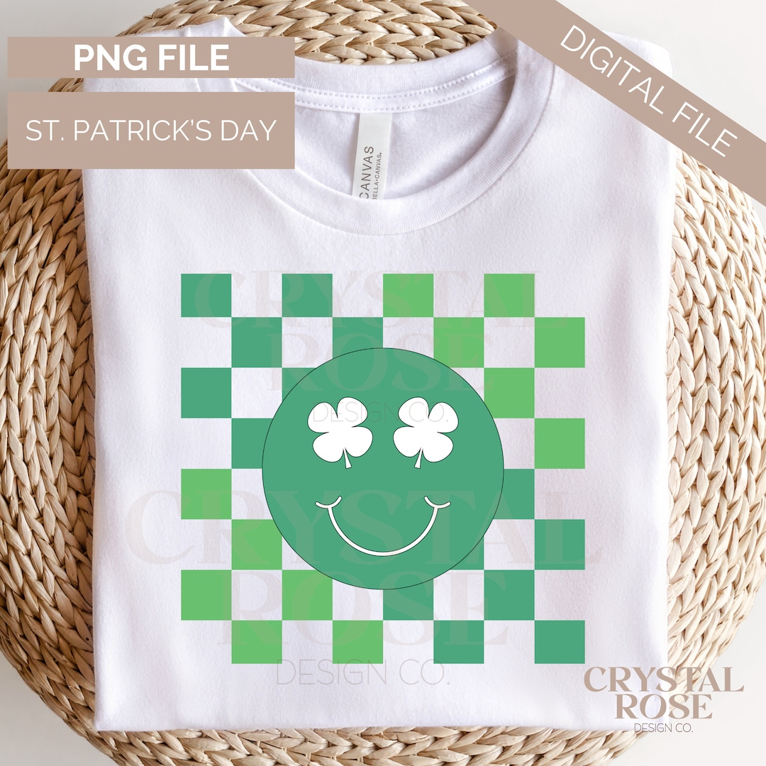 Lucky Smiley Face Checkered Pattern Png, Lucky Clover Shamrock Smiley ...