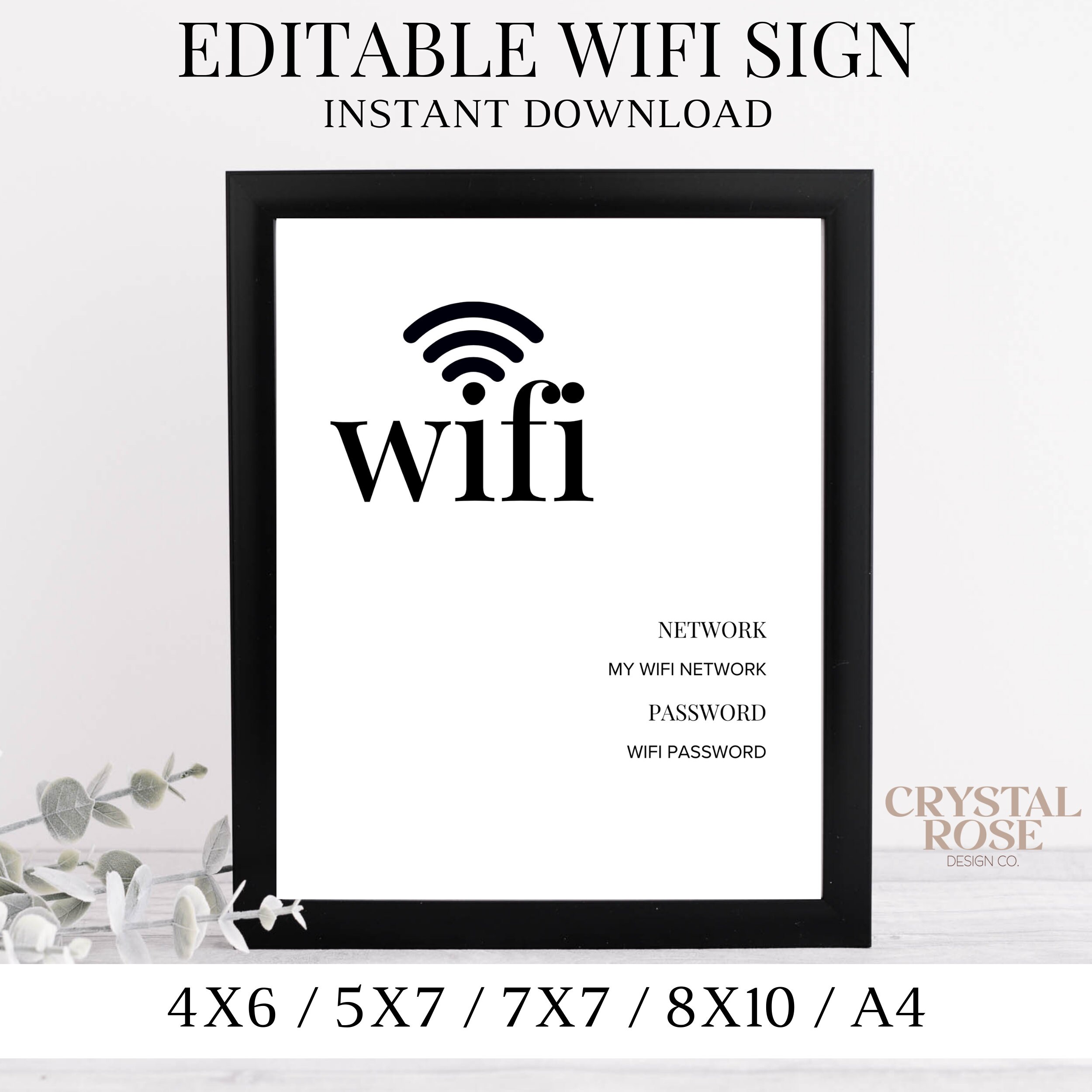 Wifi Password Sign, Editable Wifi Sign Template, Wifi Password ...
