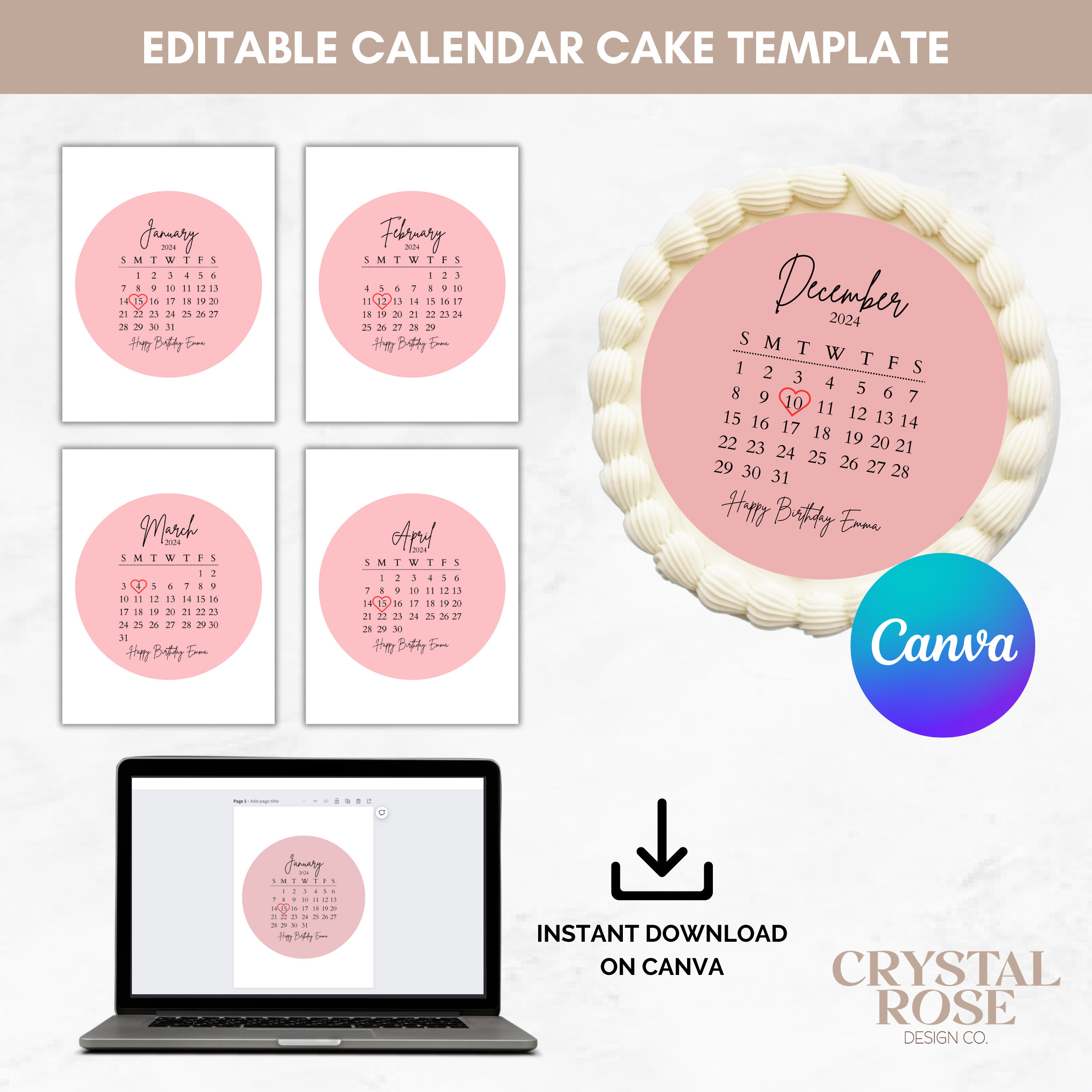 Editable Calendar Cut-out Template, Burnaway Cake Topper, Burnaway Cake ...