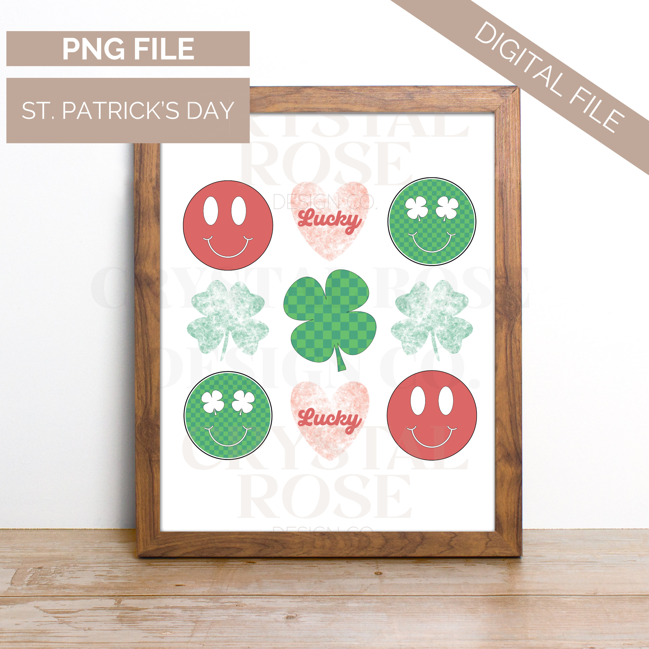 Lucky Smiley Face Pattern Png, Lucky Clover Shamrock Smiley Sublimation ...