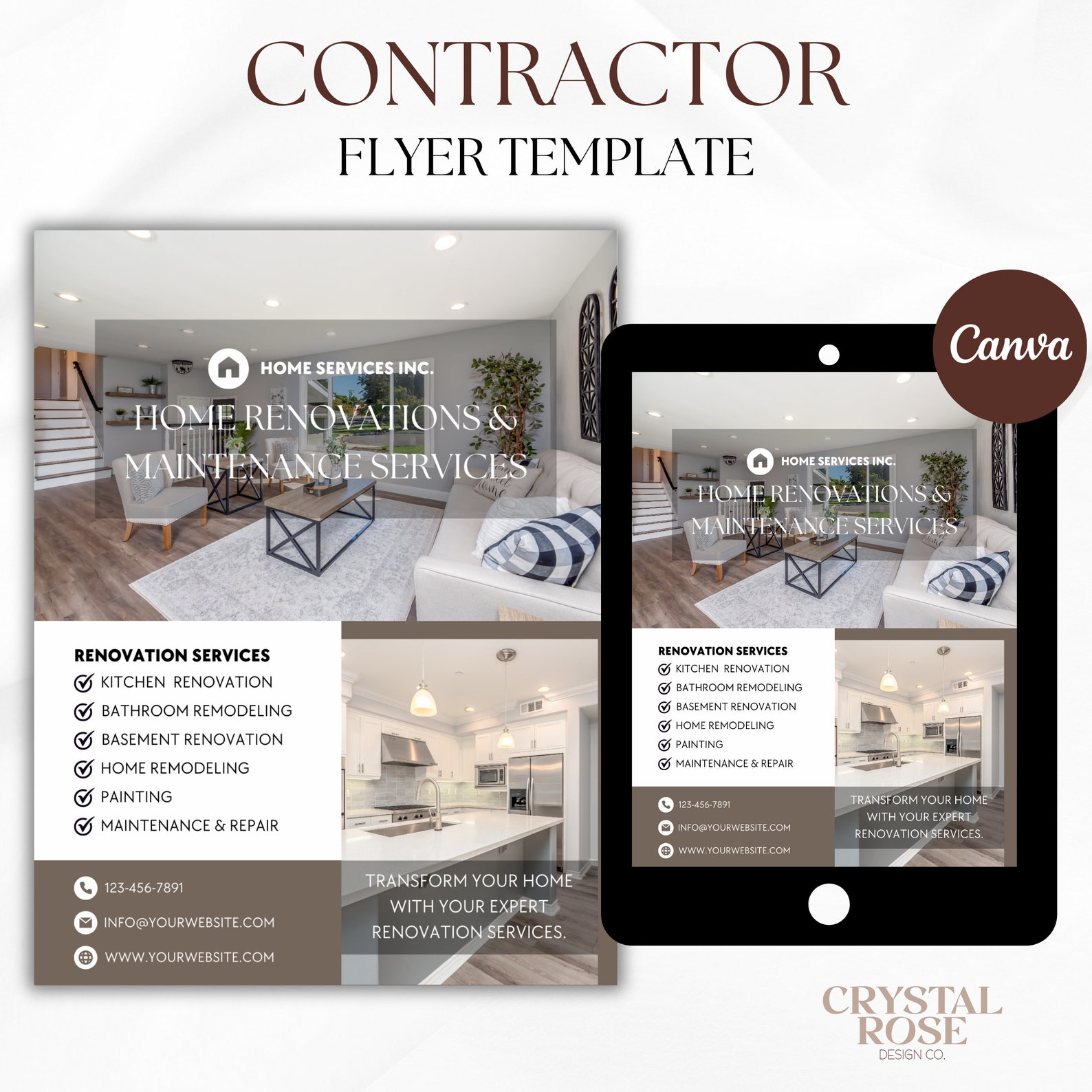 Contractor Flyer Template, Contractor Flyer, Canva Editable, Home ...