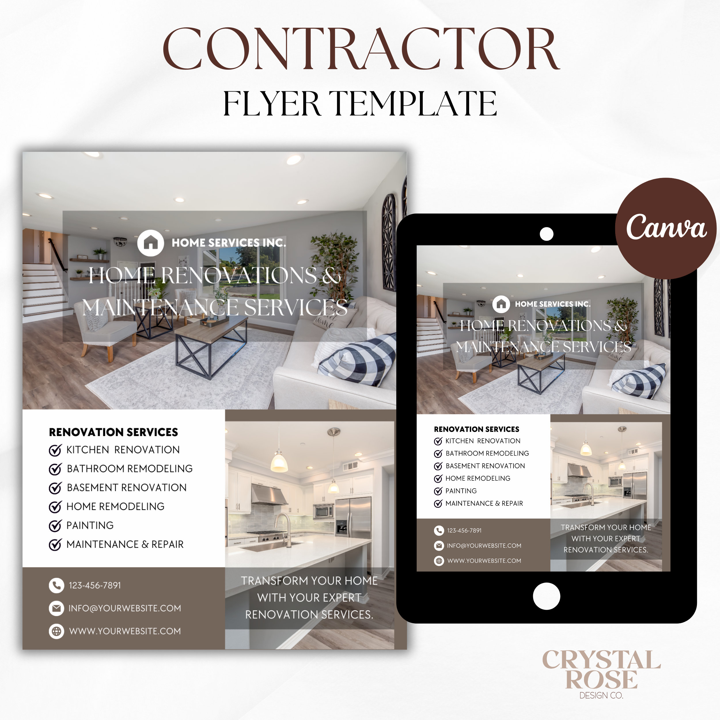 Contractor Flyer Template, Contractor Flyer, Canva Editable, Home ...