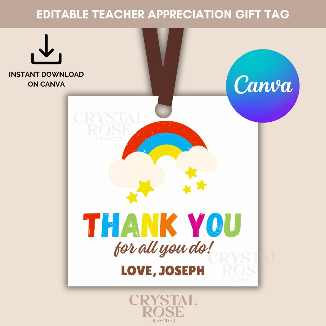 Teacher Appreciation, Teacher Thank You, Teacher Gift Tag, Gift for ...