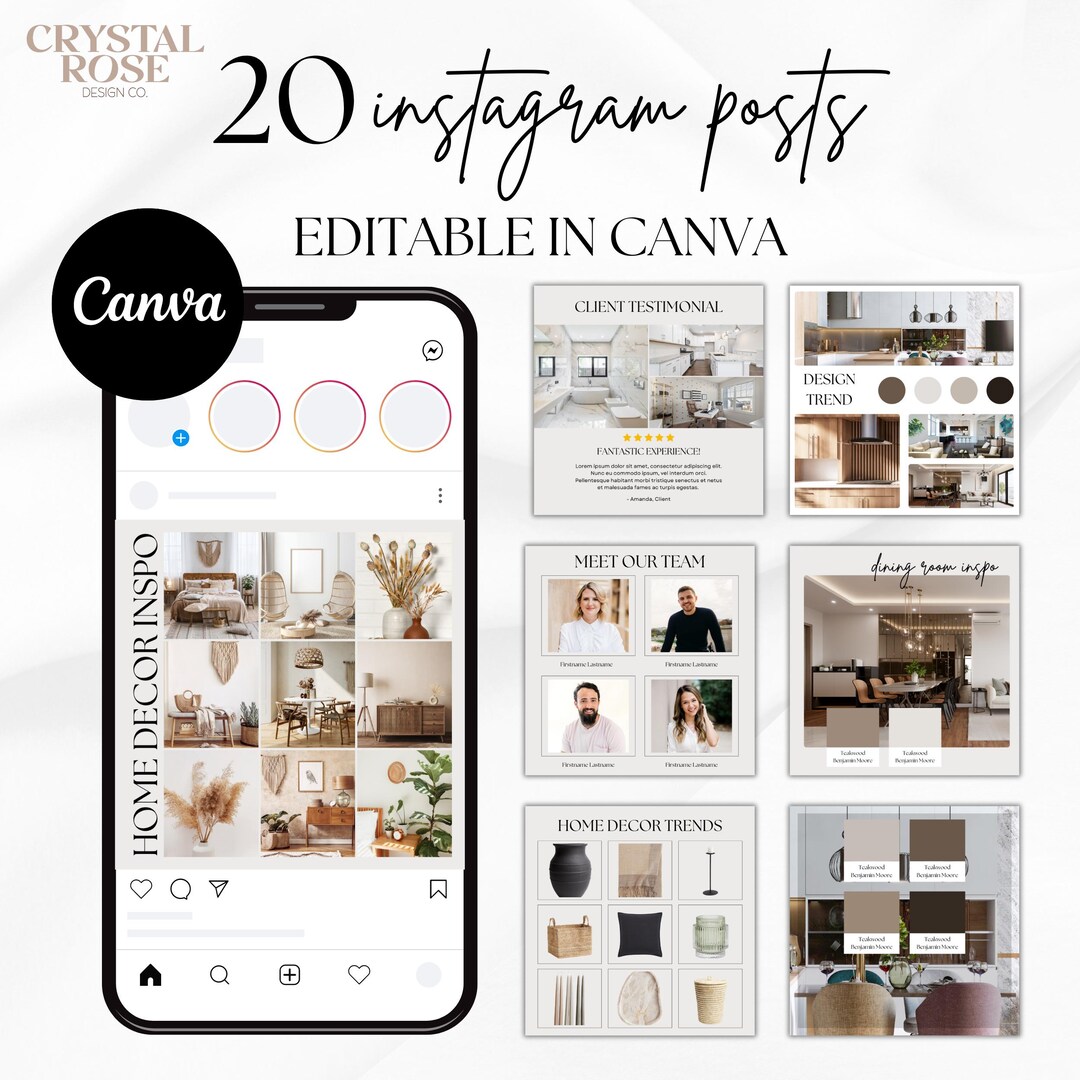 20 Editable Interior Design Instagram Post Template, Canva Template ...