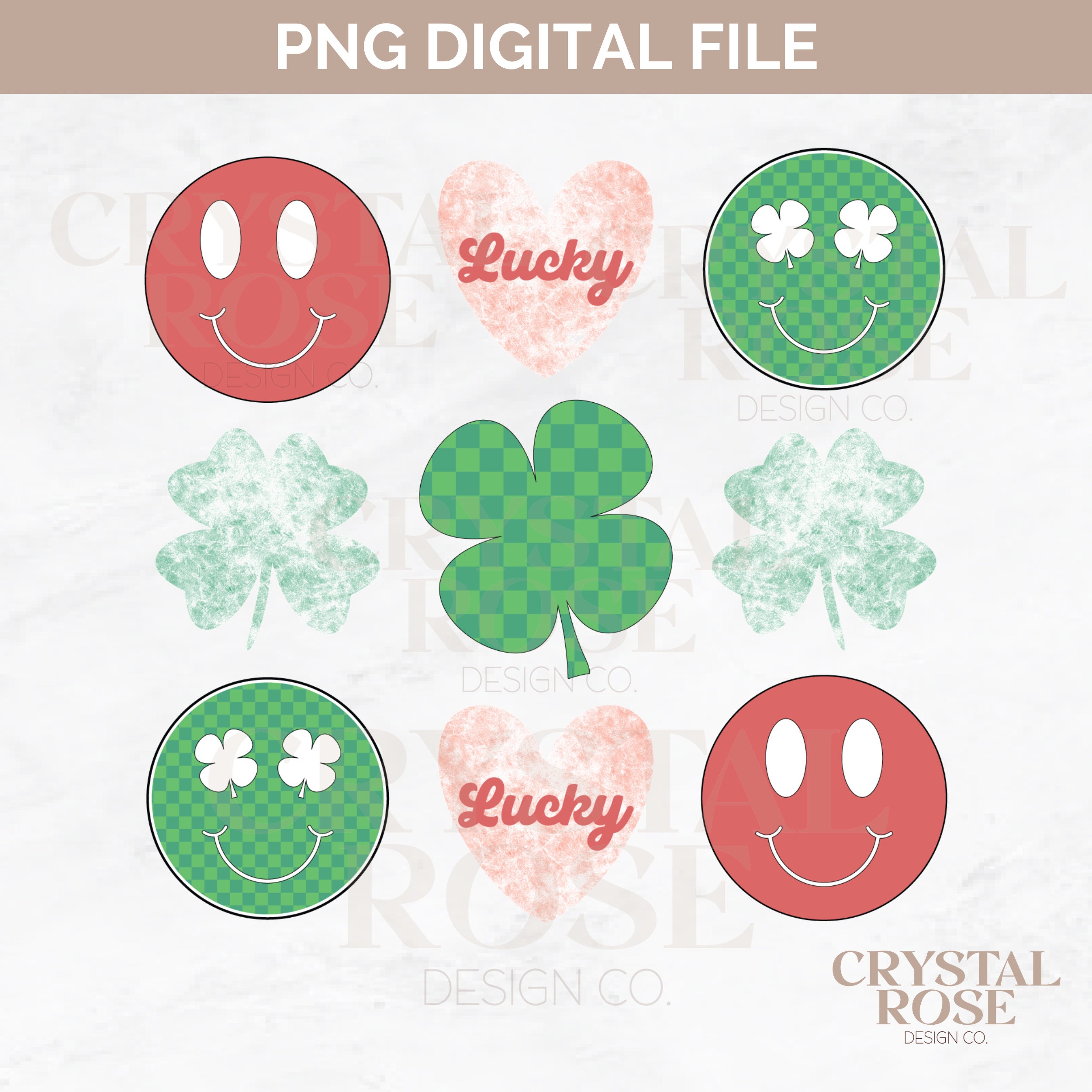 Lucky Smiley Face Pattern Png, Lucky Clover Shamrock Smiley Sublimation ...
