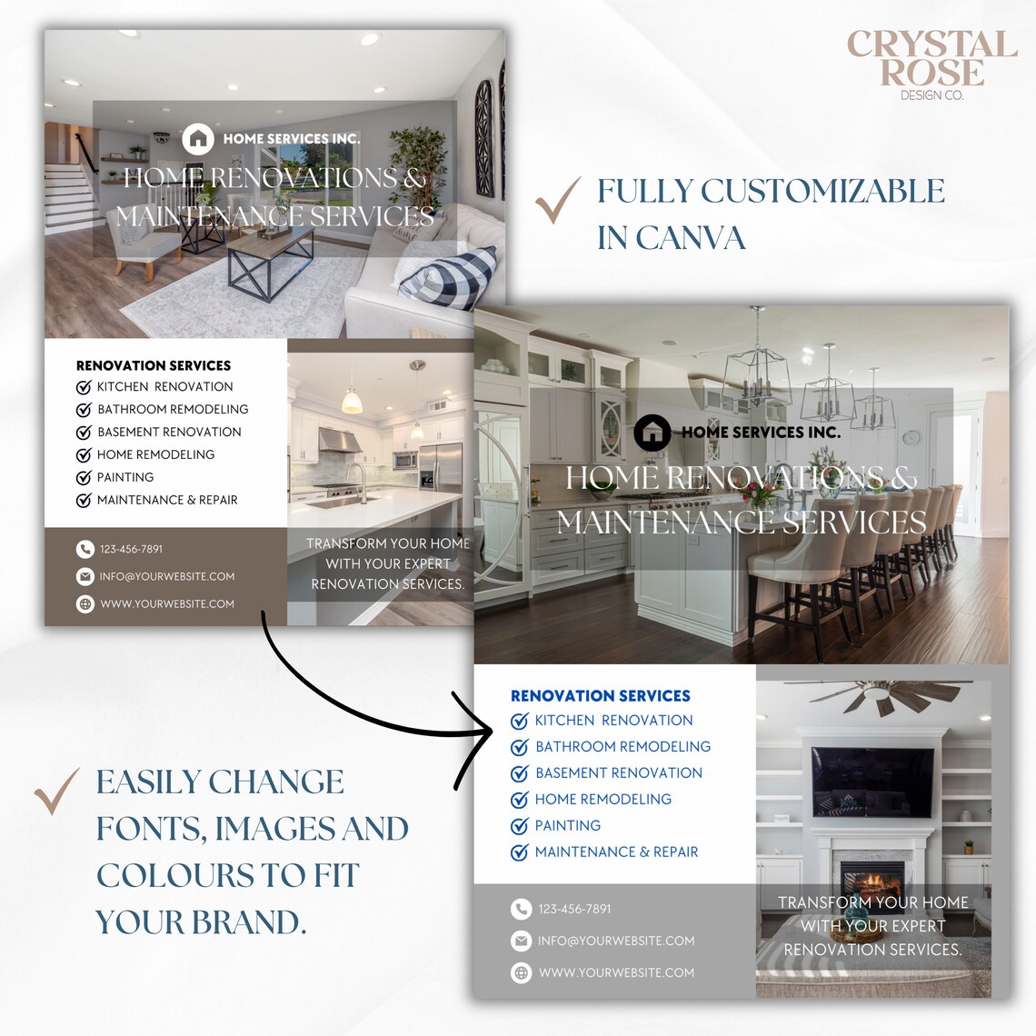 Contractor Flyer Template, Contractor Flyer, Canva Editable, Home ...