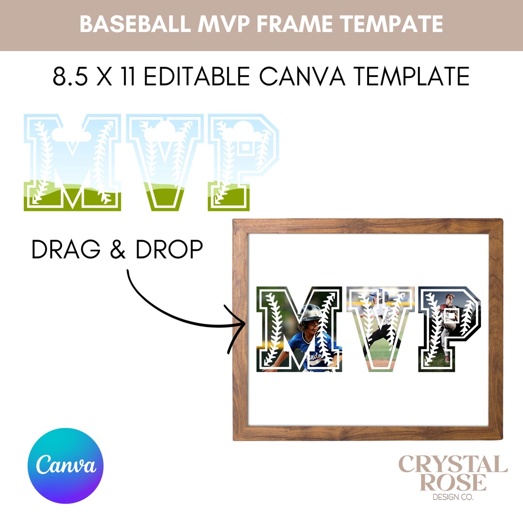 Baseball MVP Lettering Frame, Sports Photo Collage, Personalized Sport ...