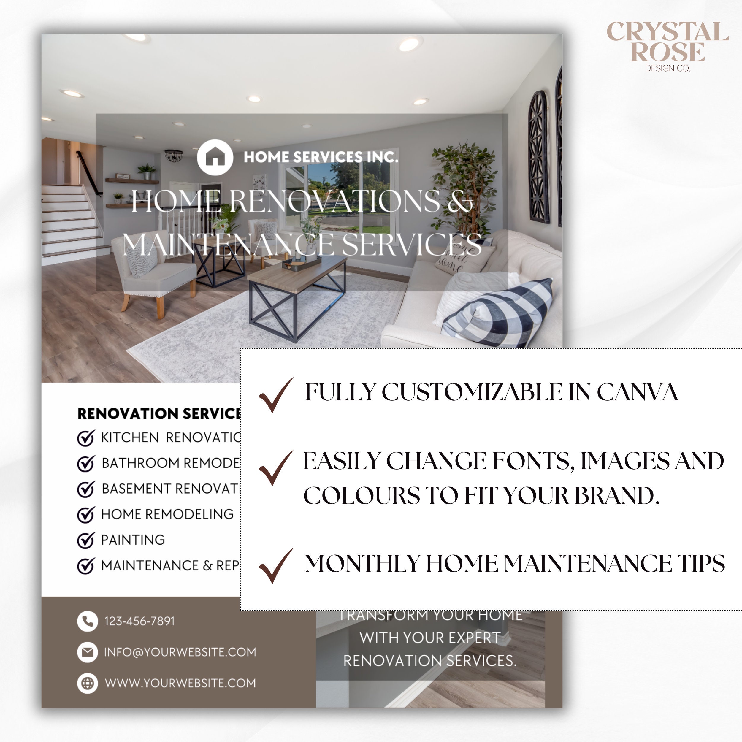 Contractor Flyer Template, Contractor Flyer, Canva Editable, Home ...