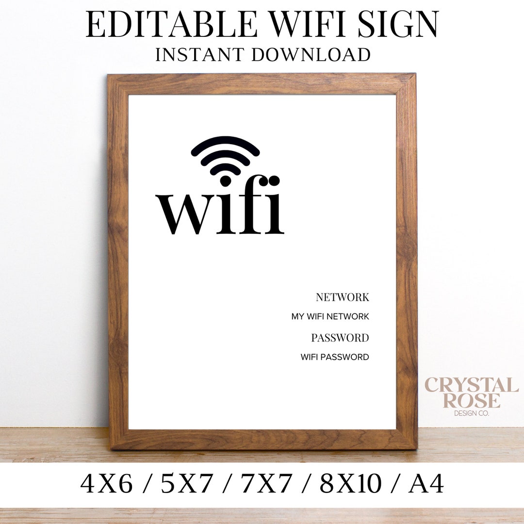 Wifi Password Sign, Editable Wifi Sign Template, Wifi Password ...