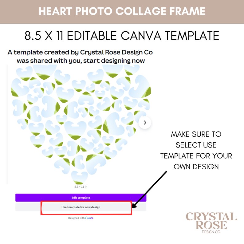 Heart Photo Collage, Collage Template, Photo Collage Canva, Canva Heart ...