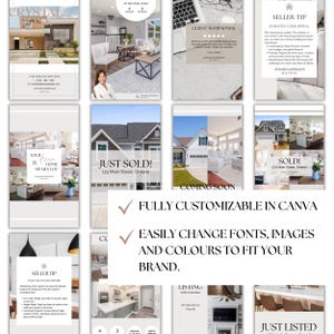 Neutral Real Estate Social Media Templates, Realtor Instagram, Canva ...