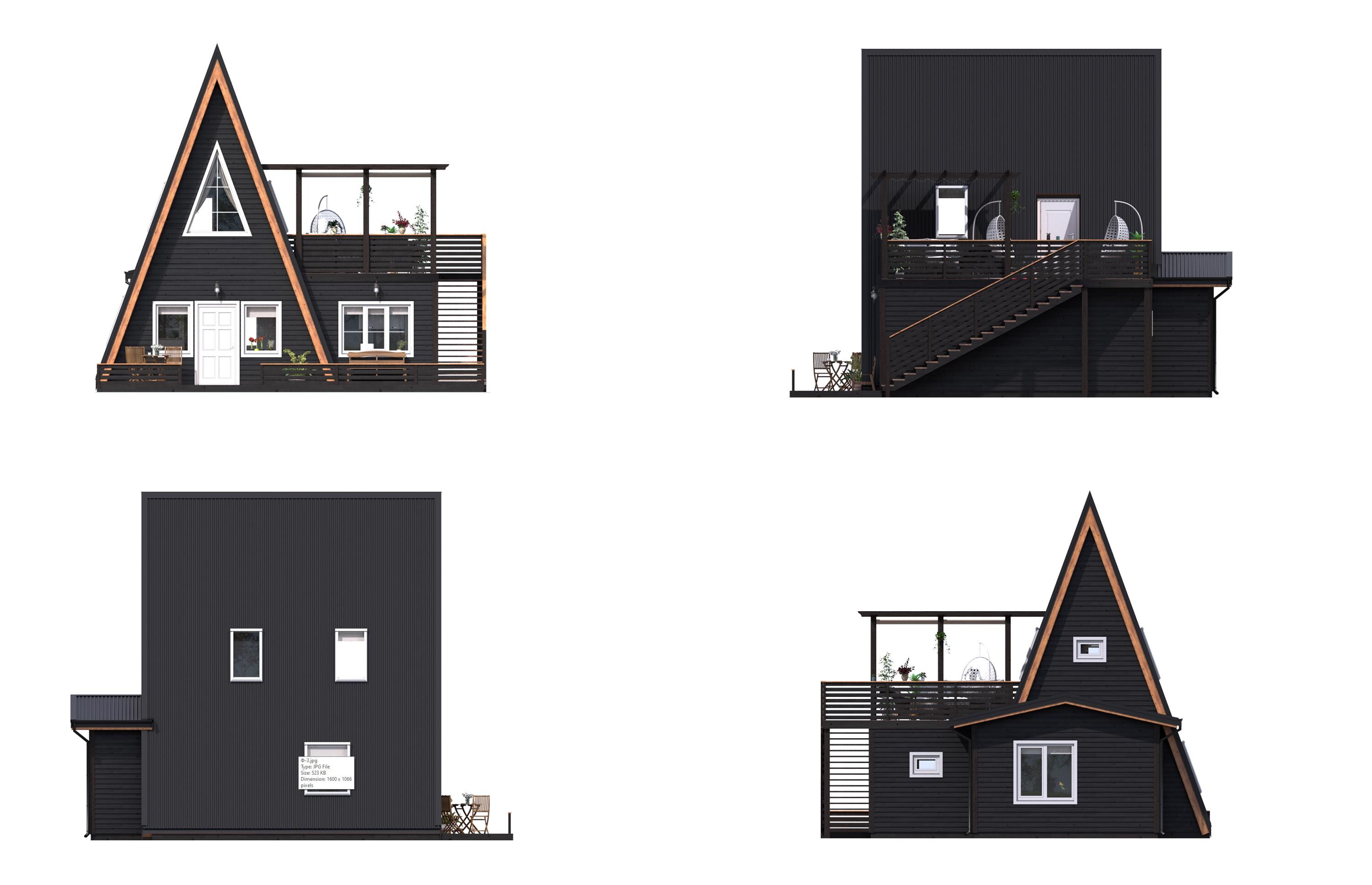 Modern A-frame 2 Bedrooms, 2 Bathrooms Guest House Plans Architecture ...