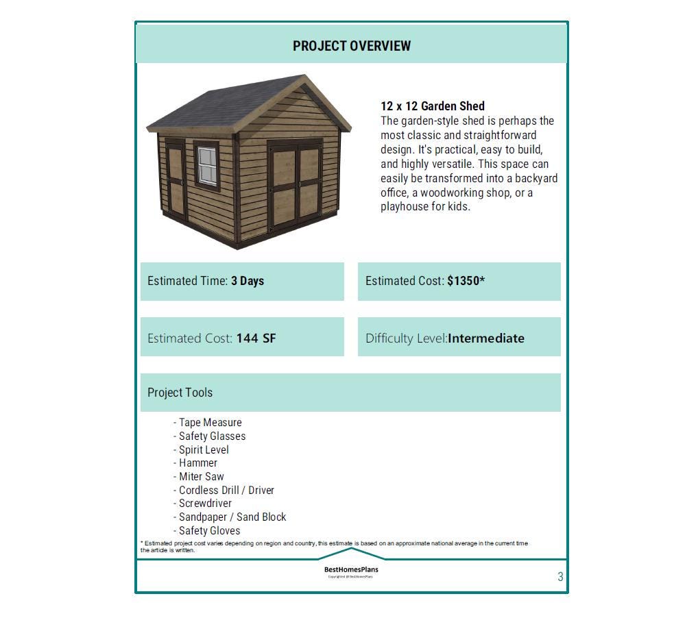 12x12 Garden Shed Plans and Build Guide | DIY Woodworking Instructions ...