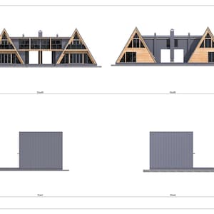 Double A-frame, 4 Bedrooms, 4 Bathroom House Architecture Build Plans ...