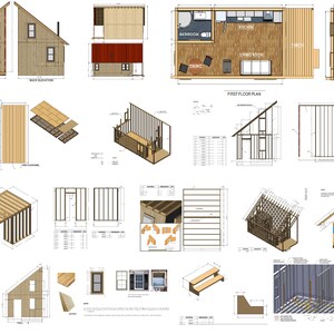 DIY Cabin Loft Build Plans 13'x31' Tiny House, 372SF Living Area Home ...