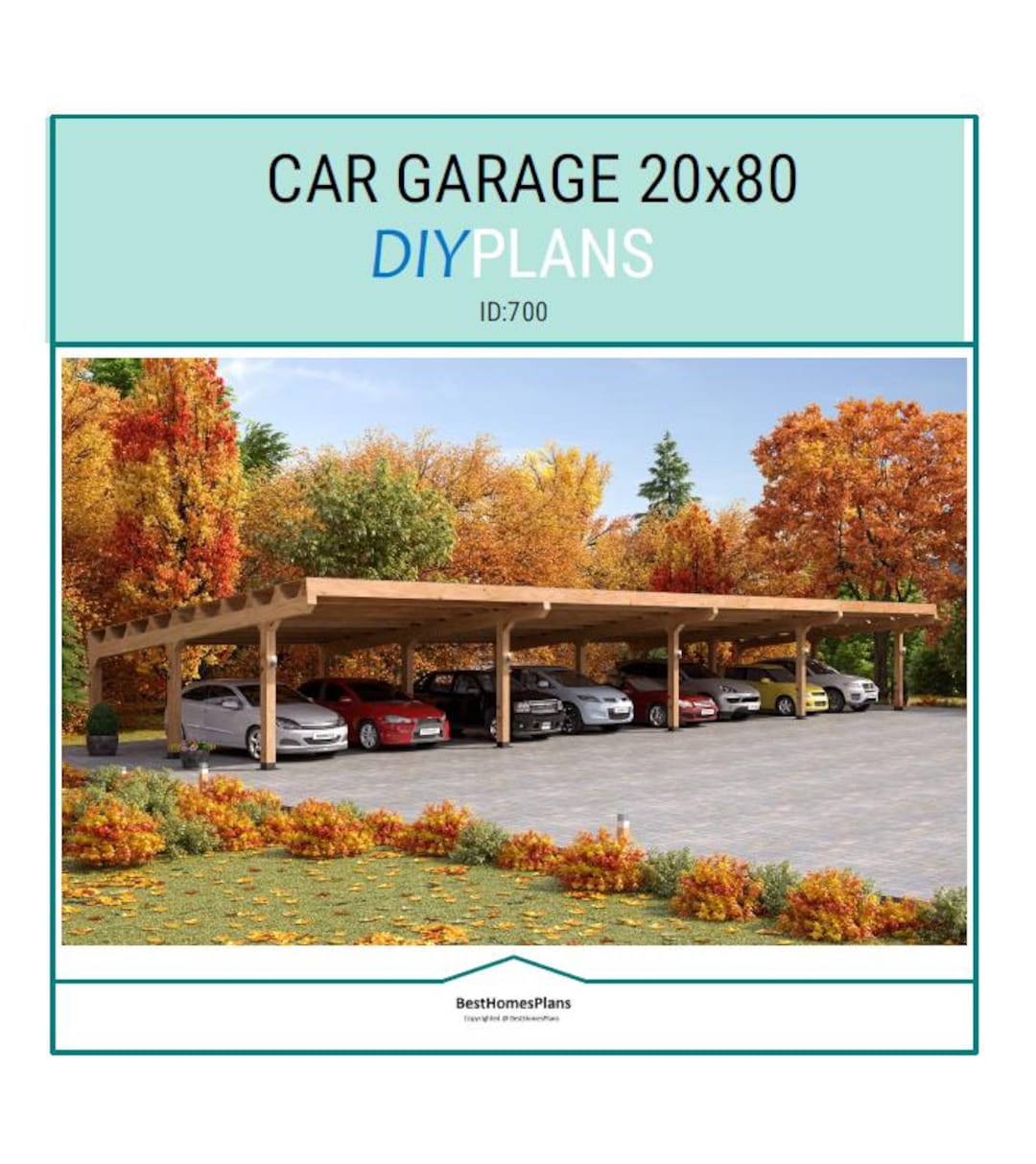 20'x80' 8 Cars Carport Garage Plans and Build Guide | DIY Woodworking ...
