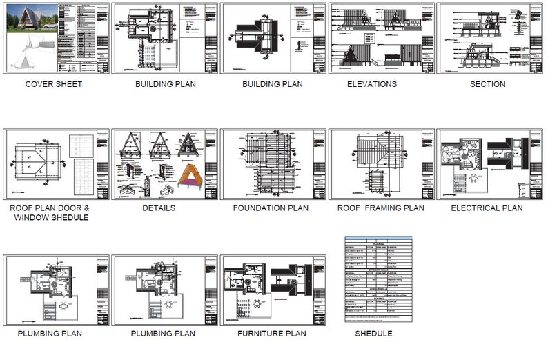 A-frame Cabin 2 Bedrooms, 1 Bathroom Architecture Build Plans, 921SF ...