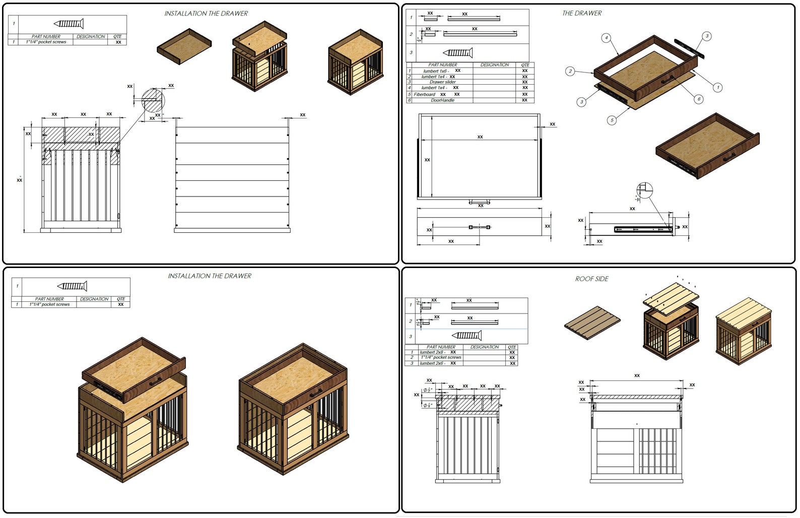 DIY Plans Medium Single Dog Kennel TV Stand Build Architectural Plans ...