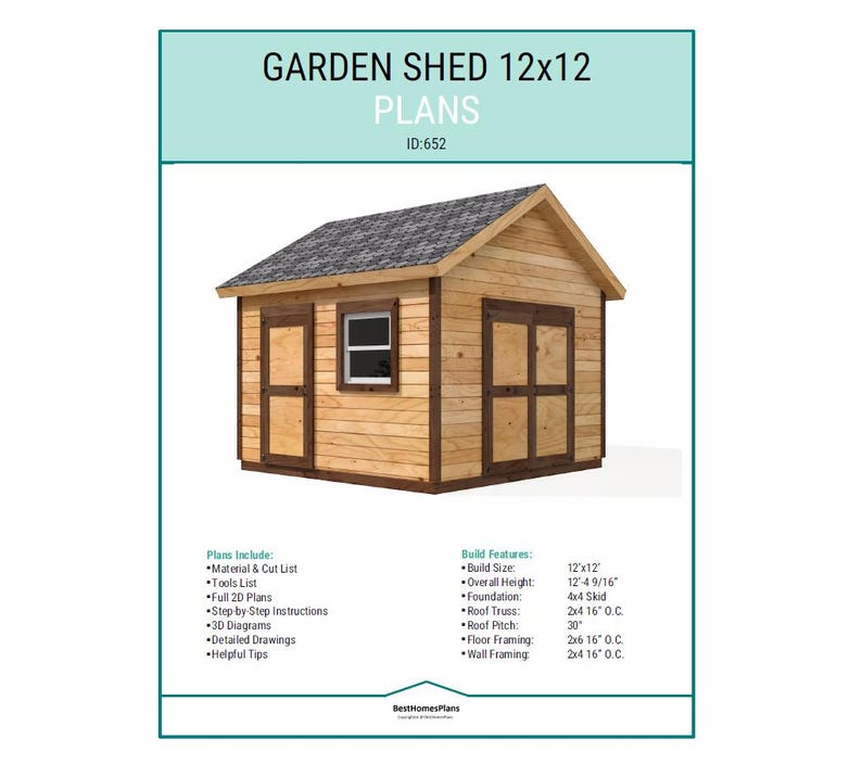 12x12 Garden Shed Plans and Build Guide | DIY Woodworking Instructions ...