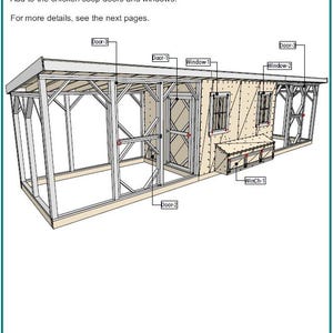 Large Chicken Coop Plans, Hen House With Run, 24-32 Chickens (DIY PDF ...