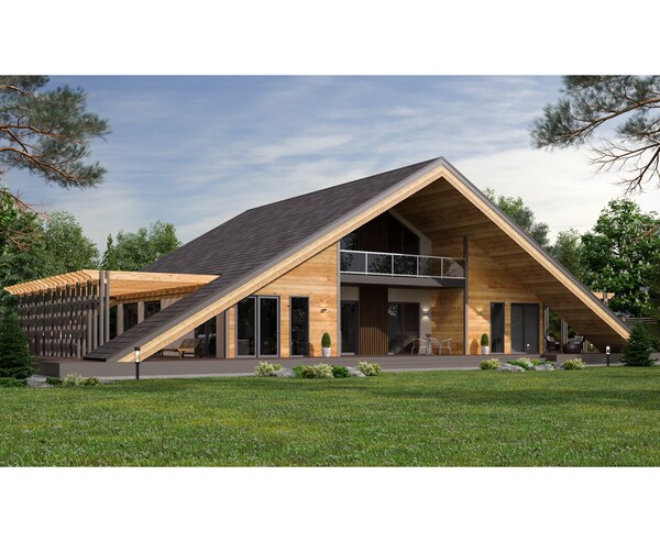 Double A-frame, 6 Bedrooms, 4 Bathroom House Architecture Build Plans ...