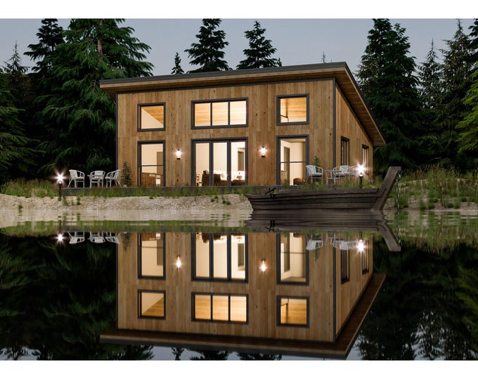 30' X 46' Modern Lean Cottage Architectural Plans - Custom 1380SF 3 ...