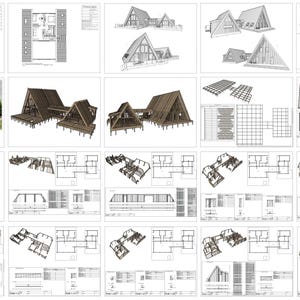 80'x60' A-frame House Plan PDF | Double A-frame Cabin Floor Plan | 4 ...