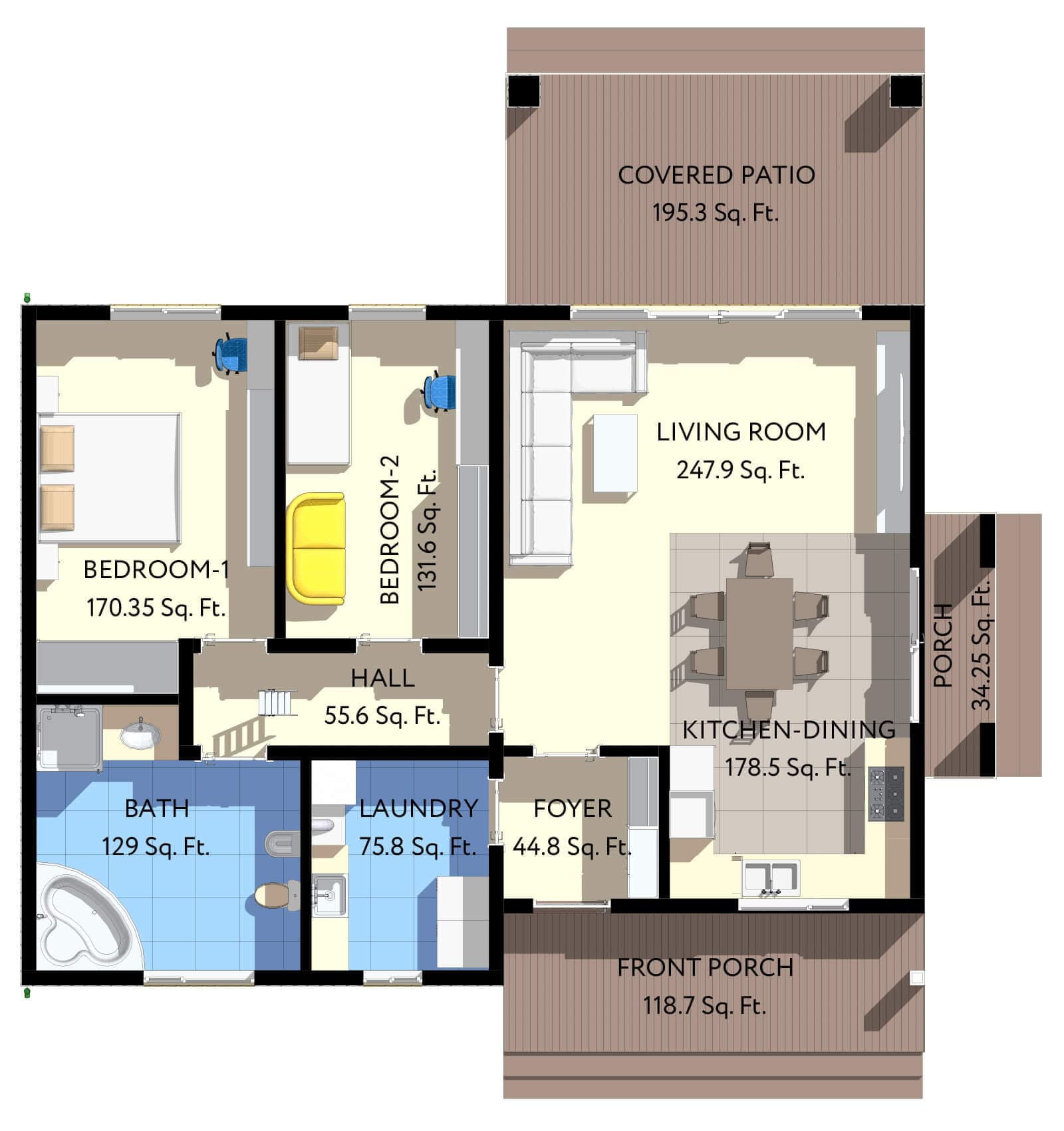 Barn House 2 Bedrooms, 1 Bathroom 1881SF Living Area, Architectural ...