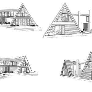Double A-frame, 4 Bedrooms, 4 Bathroom House Architecture Build Plans ...