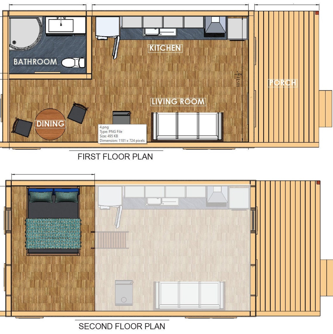 DIY Cabin Loft Build Plans 13'x31' Tiny House, 372SF Living Area Home ...