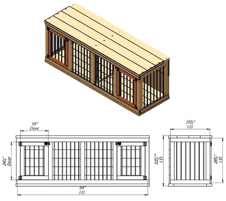 DIY Large Double Dog Kennel Digital Downloads Architectural Plans PDF ...